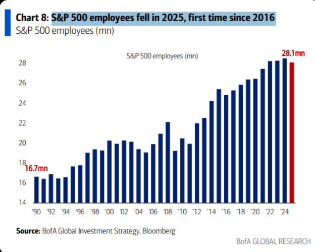 S&P 500 workforce shrinks in 2025 for first time since 2016 (SP500 ...