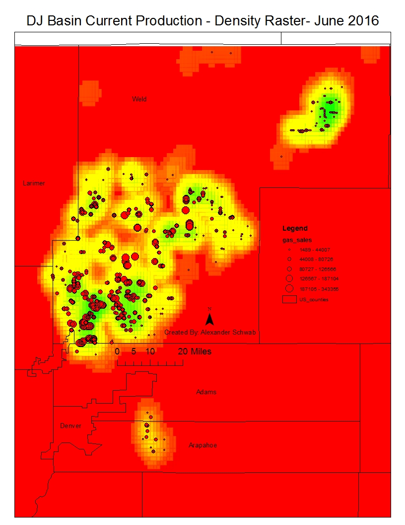 DJ Basin Sweet Spots Found Using Kernel Density Raster Function ...