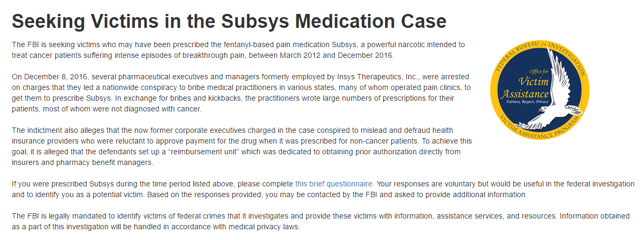 Insys Remains Uninvestable: FBI Furthers Involvement And Subsys ...