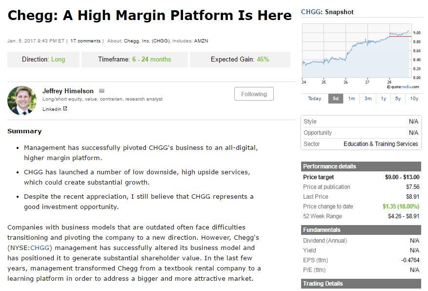 Chegg: Time To Take Your Profits (NYSE:CHGG) | Seeking Alpha Chegg: Time To Take Your Profits (NYSE:CHGG) | Seeking Alpha