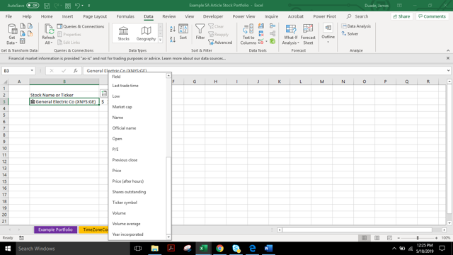 Using Excel Stock Data Types To Create A Live Portfolio Tracker (NASDAQ ...