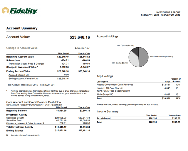 February 2020 Brokerage Statement | Seeking Alpha