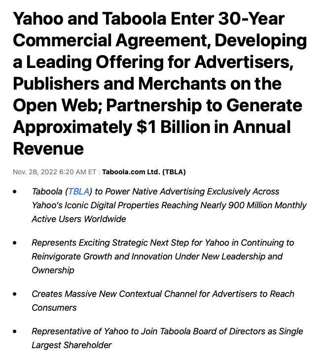Taboola And Yahoo! Sign A Big Deal: I'm Taking A Shot At $2.90 Ish ...