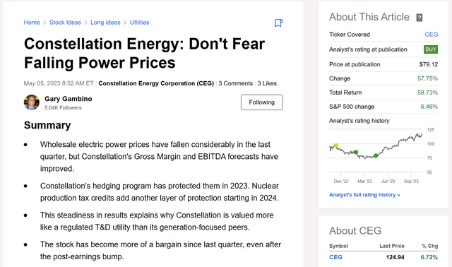 Constellation Energy Stock: Great Results But Don't Get Shocked (NASDAQ:CEG) | Seeking Alpha