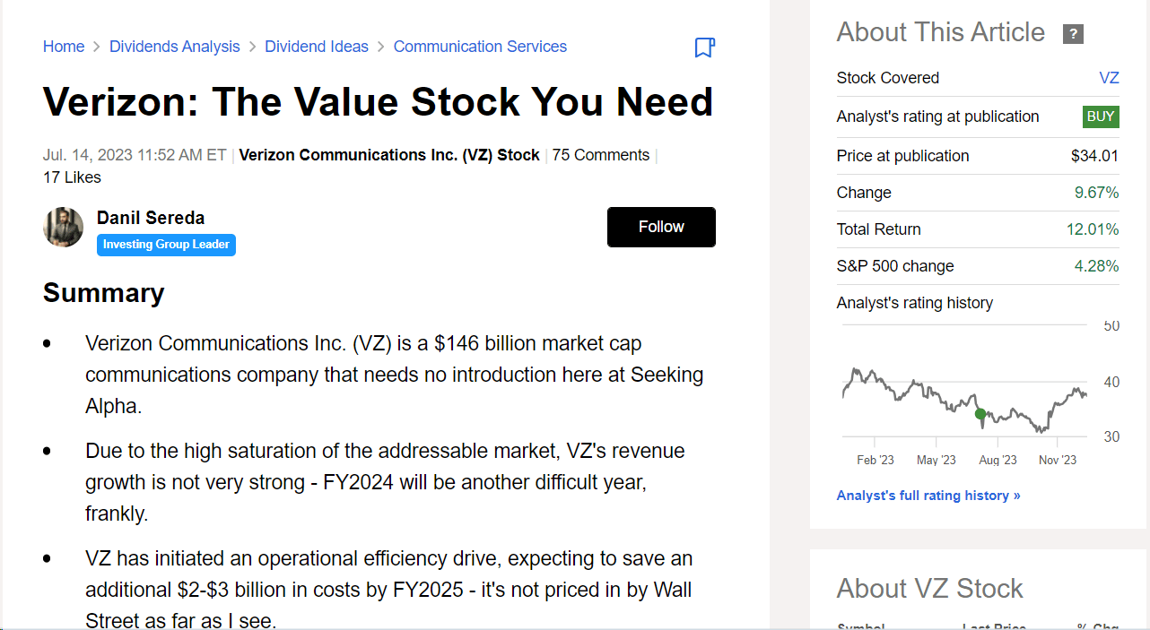 Verizon Stock A Massive Rerating Is Coming Nyse Vz Seeking Alpha