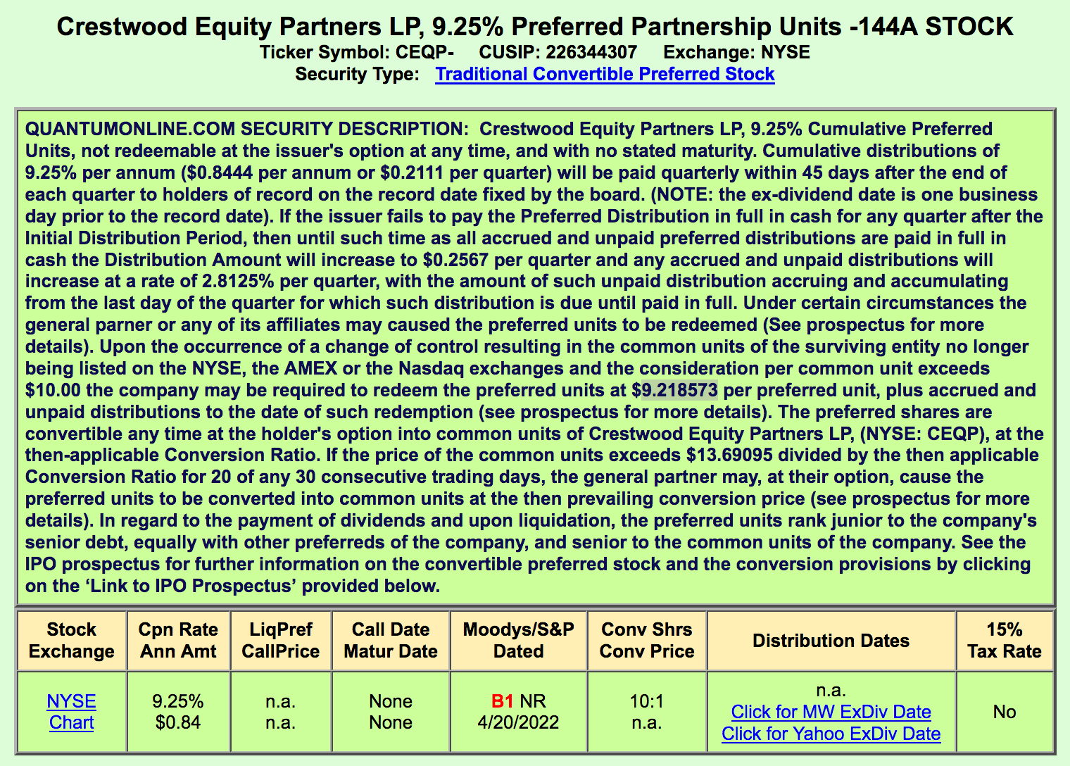 CEQP.P: Unique Preferred Units, 9% Yield, Strong Coverage ...