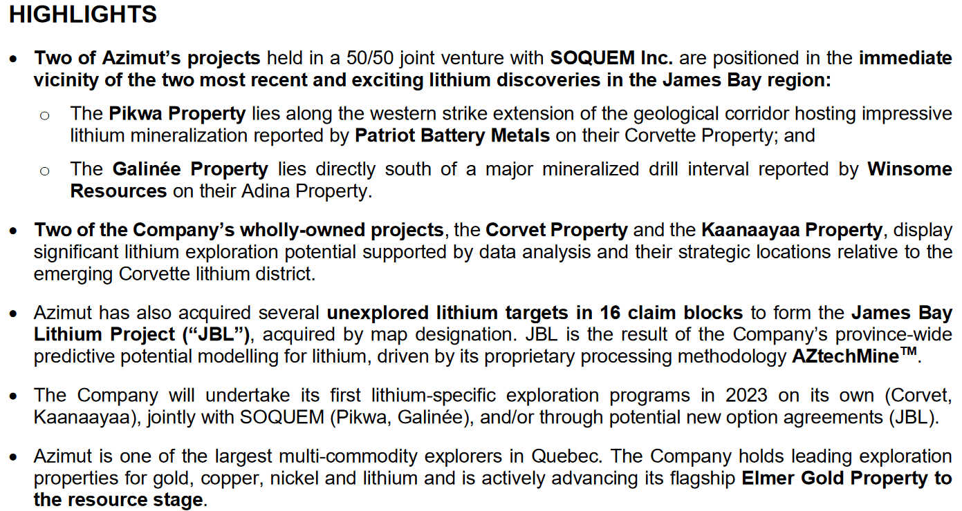 Azimut Exploration Has Outstanding Lithium Discovery Potential And A ...