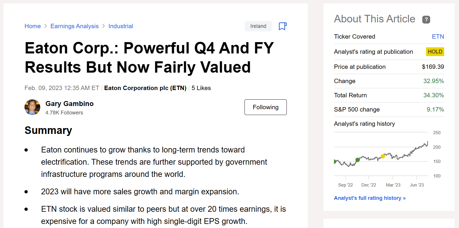 Has Eaton Corp. Become A Growth Stock? (NYSE:ETN) | Seeking Alpha