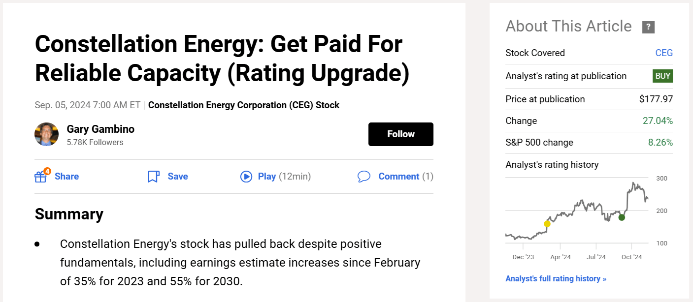 Constellation Energy: Don't Fear The Change In Government (Rating Downgrade) (NASDAQ:CEG ...
