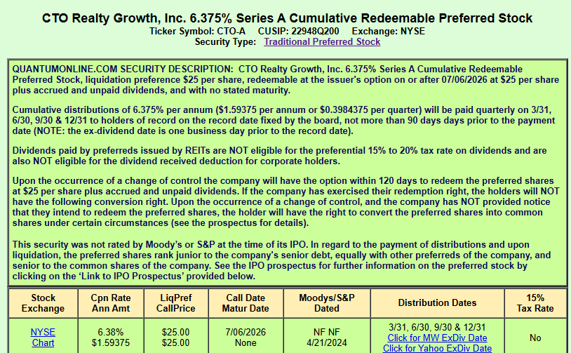 The Real Value Of CTO Realty Growth Is In Its Series A Preferred Stock ...