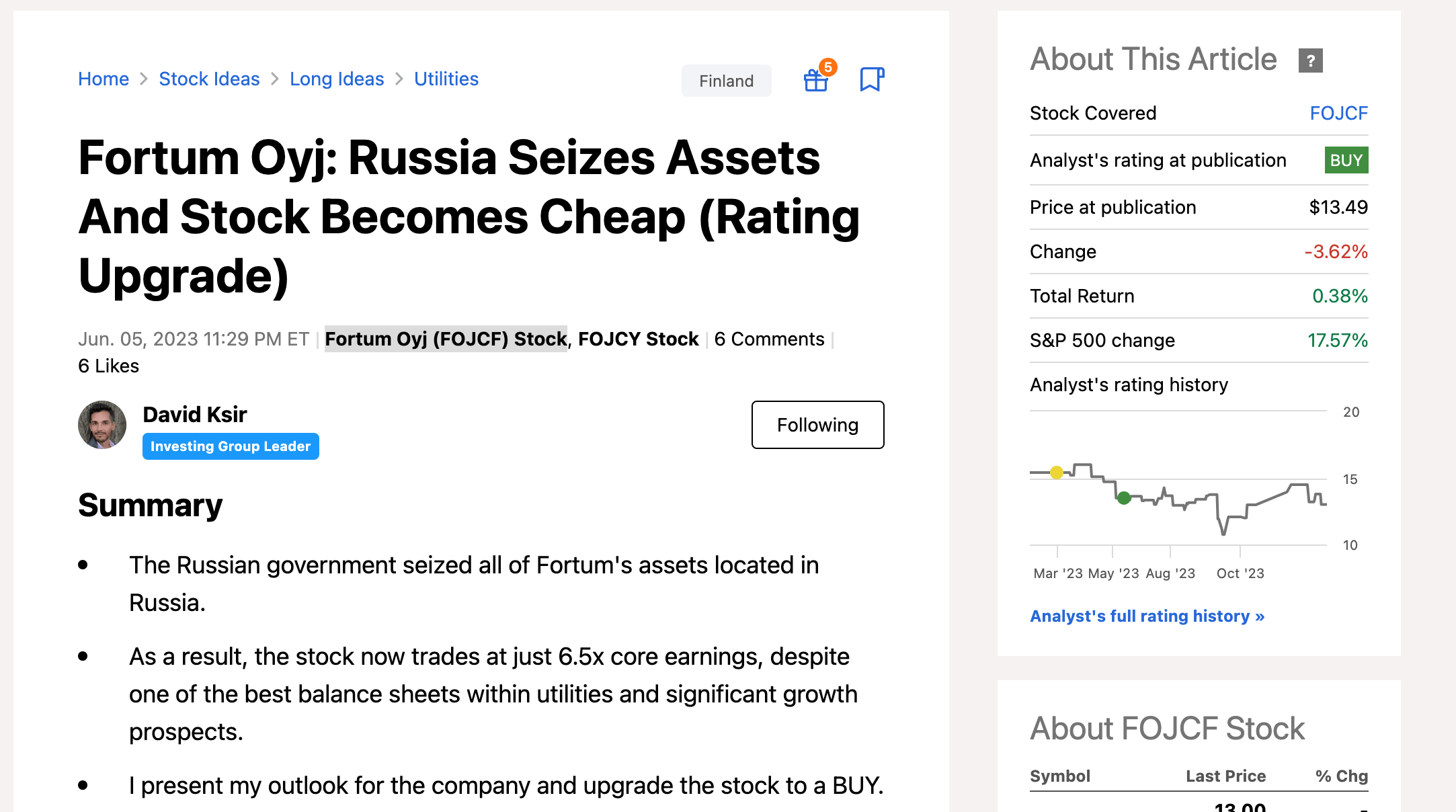 Fortum Oyj: This Scandinavian Utility Is Worth A Look (OTCMKTS:FOJCF ...