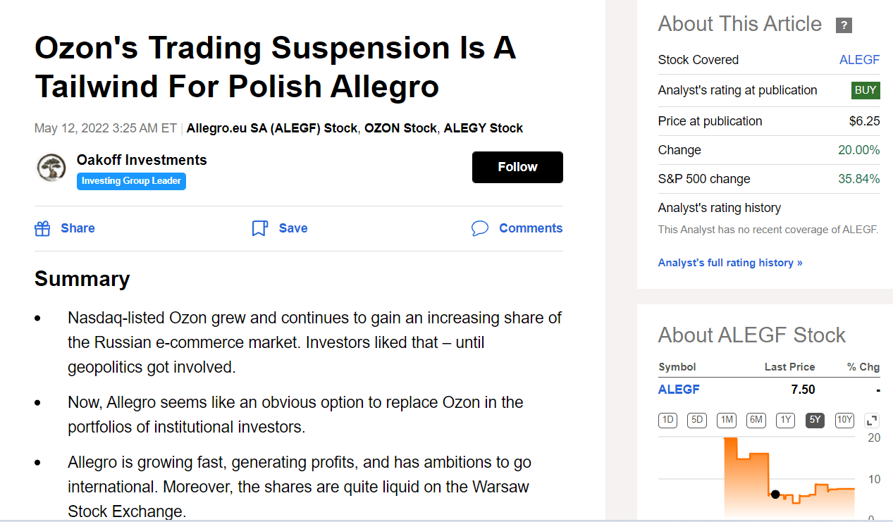 Allegro Stock May Be A Great Polish E-Commerce Pick For Your Portfolio ...