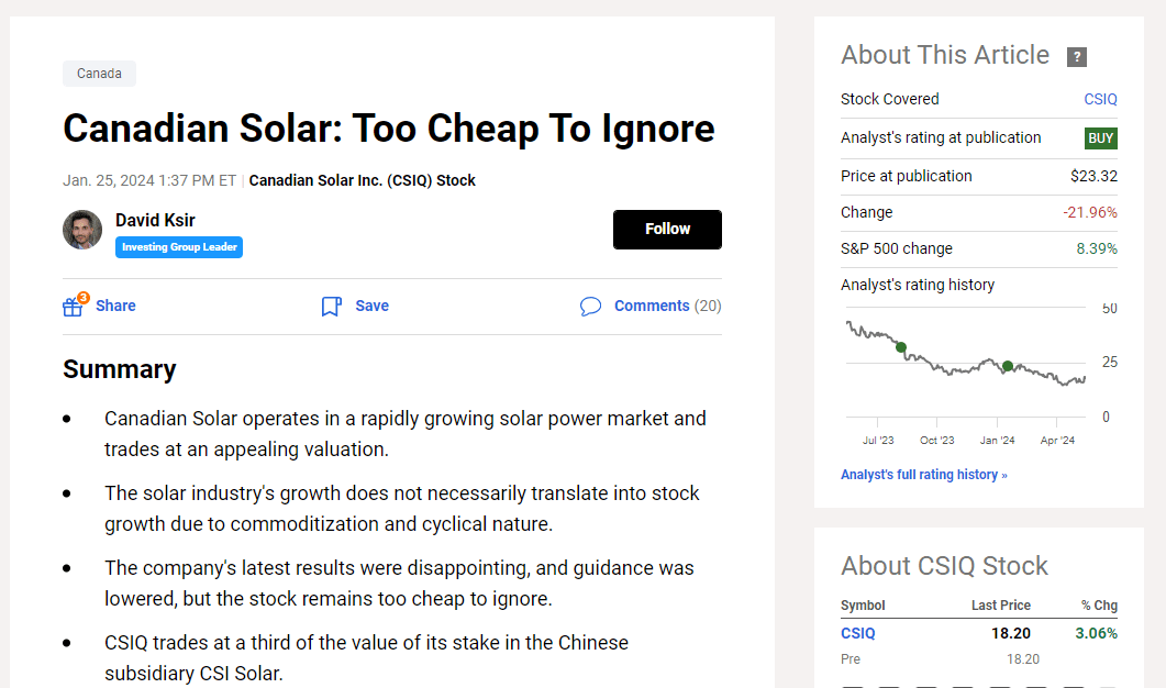 Canadian Solar Stock: Risky, But Huge Potential Upside (NASDAQ:CSIQ ...