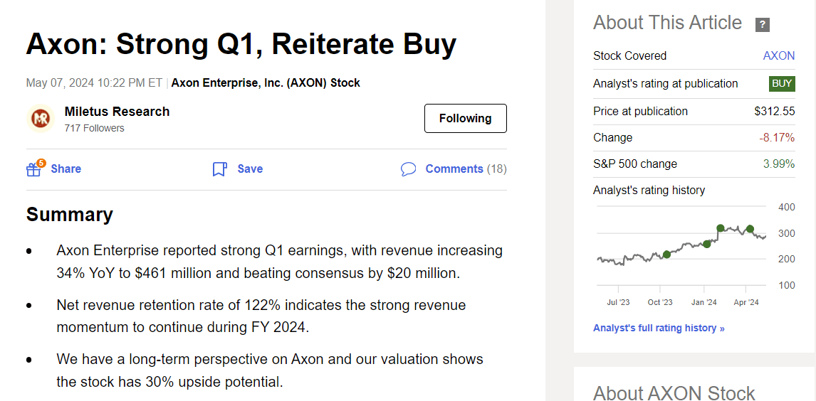 Axon: Draft One AI Is A Game Changer (NASDAQ:AXON) | Seeking Alpha