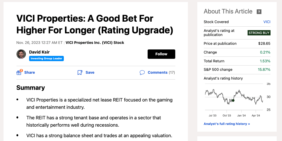 VICI Properties: High Yield And Solid Growth With Low Volatility | Seeking Alpha