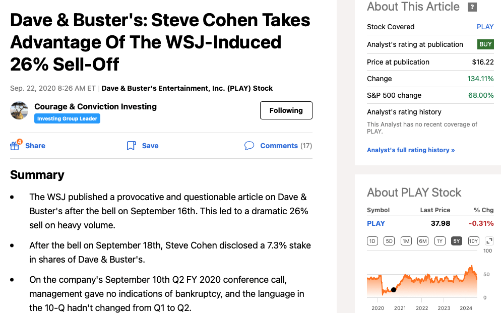 Dave & Buster's: A Jumping Up And Down Strong Buy At $38 (NASDAQ:PLAY ...