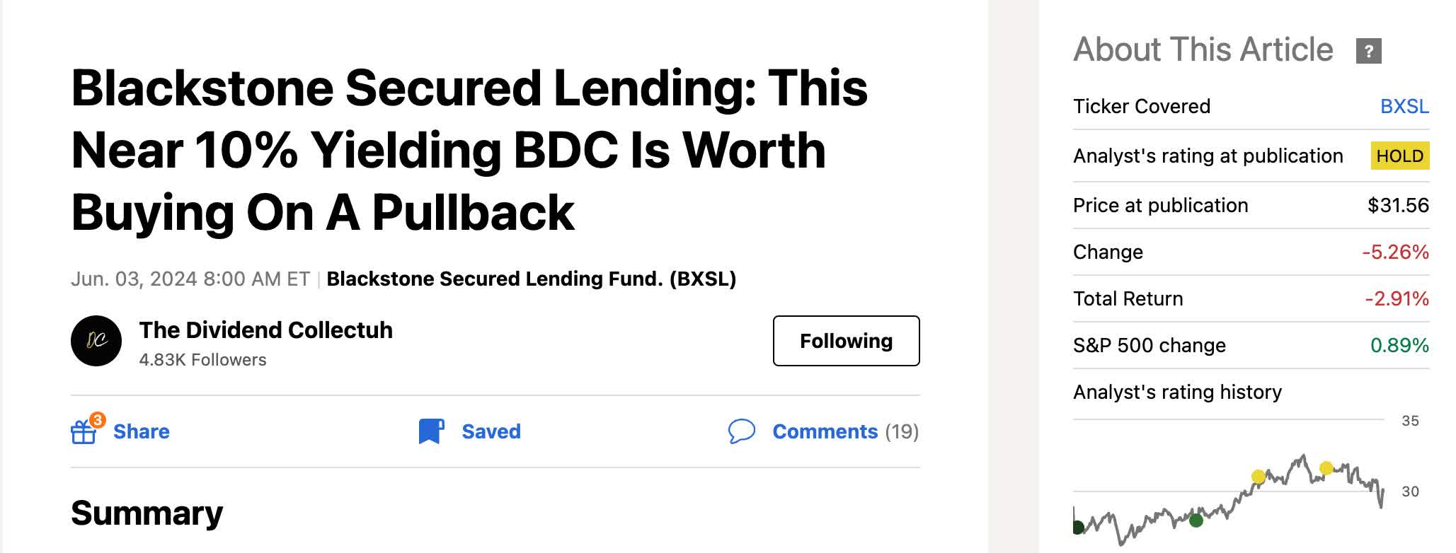 Blackstone Secured Lending: Currently In The Buy Zone (NYSE:BXSL ...