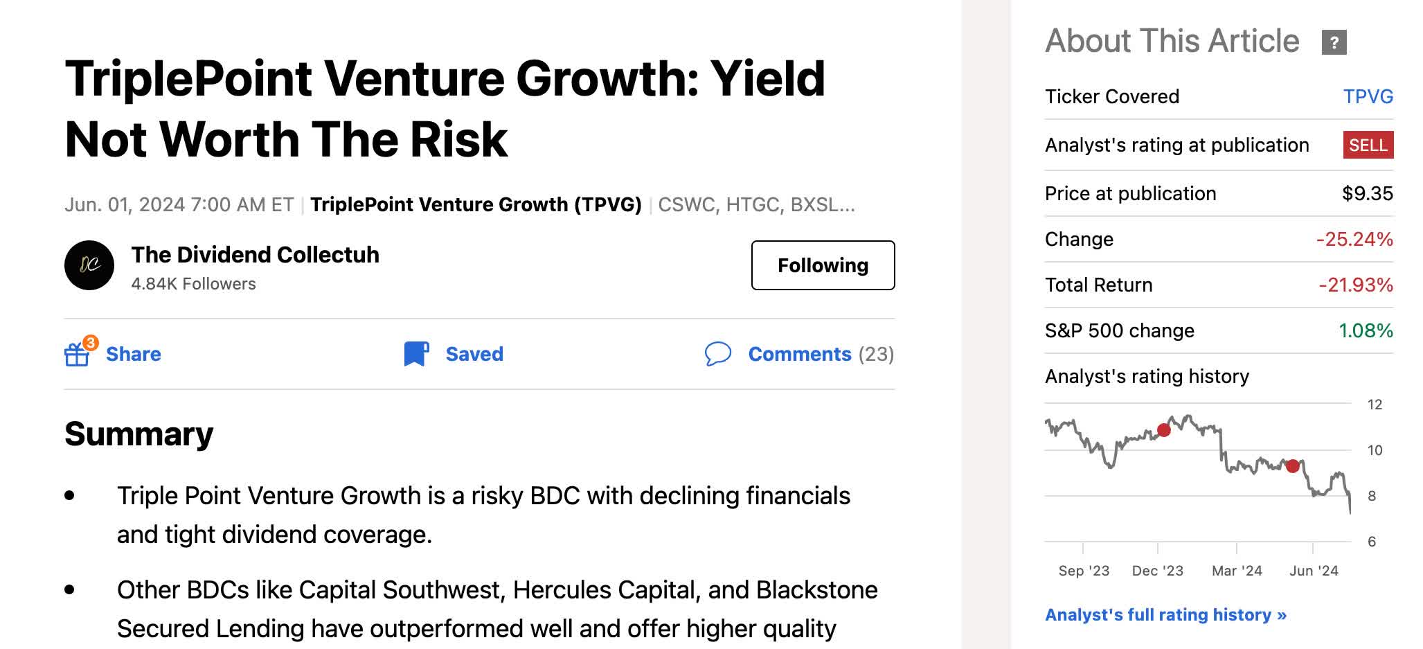 TriplePoint Venture Growth Stock: Don't Get Caught Going Down With The ...