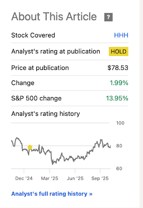 Howard Hughes: Not Attractive Post-3Q25 Due To Lack Of Clarity (NYSE ...