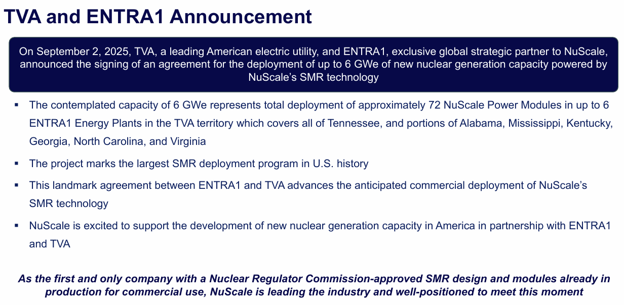 NuScale: Why TVA/ENTRA1 Matters More Than Q3 EPS Miss (NYSE:SMR ...