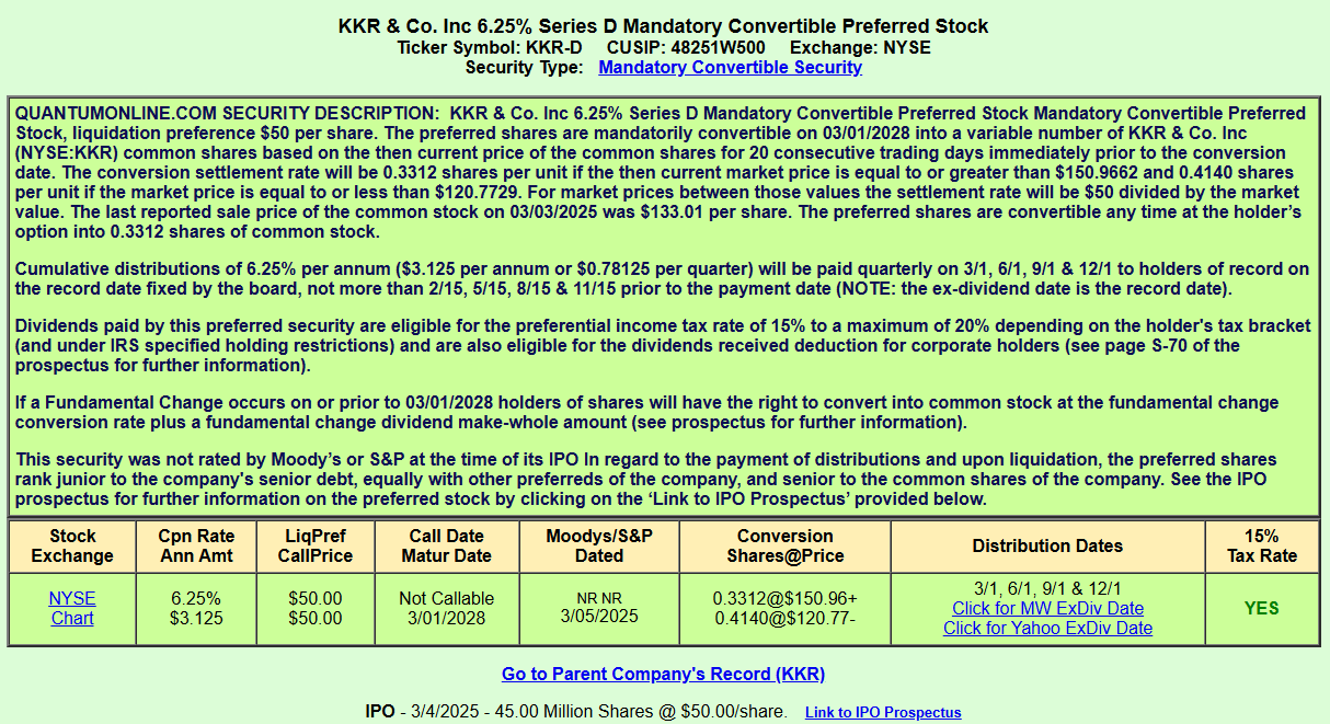 KKR.PR.D: 6.25% Mandatory Convertible Preferred Stock IPO From KKR & Co. (NYSE:KKR) | Seeking Alpha