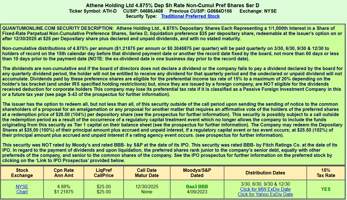 Athene Insurance Preferreds Update: Rating Three Buys (NYSE:ATH.PR.A ...