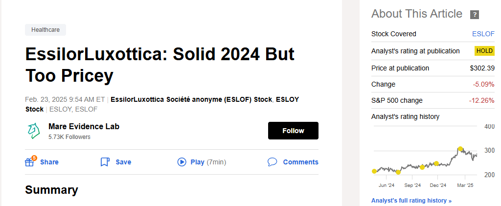 EssilorLuxottica: U.S. Exposure Might Weigh On 2026 Targets | Seeking Alpha EssilorLuxottica: U.S. Exposure Might Weigh On 2026 Targets | Seeking Alpha