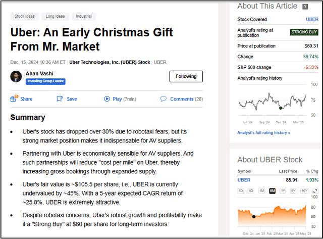 Uber: Q1 2025 Earnings Preview, Valuation, And More (NYSE:UBER ...