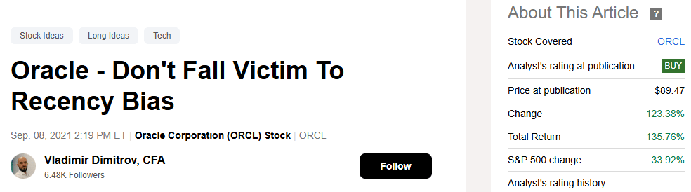 Oracle: A Textbook Example Of Recency Bias (NYSE:ORCL) | Seeking Alpha