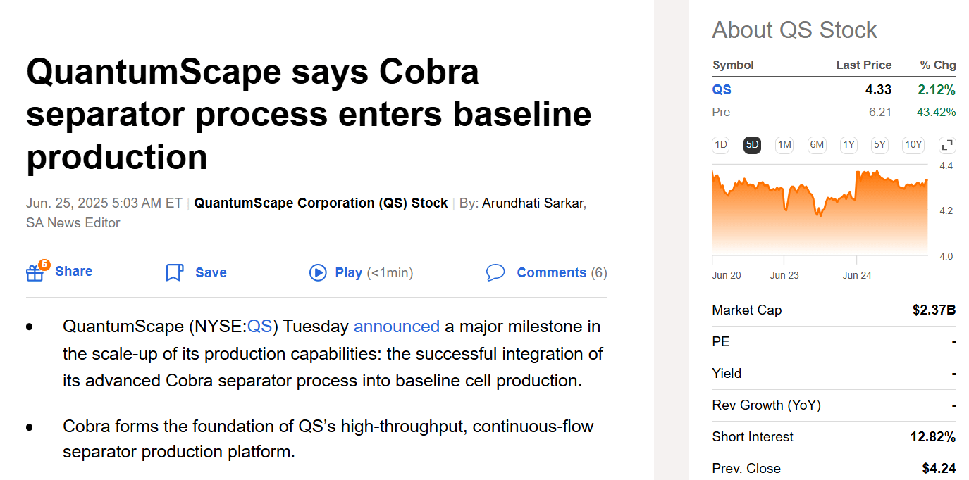 QuantumScape: Why The Cobra Process Is A Game Changer (NYSE:QS) | Seeking Alpha