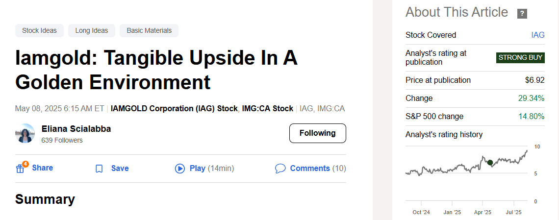 Iamgold Stock: Strong Gold Prices And Coté Gold Transform The Outlook ...