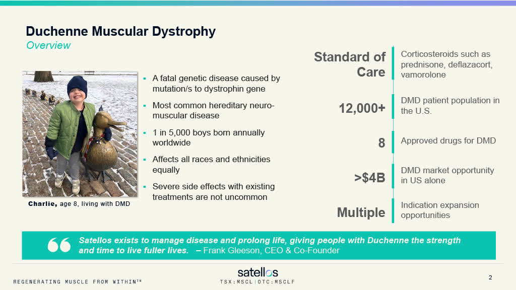Satellos Bioscience: Promising Novel Treatment For Duchenne Muscular Dystrophy (TSX:MSCL:CA ...