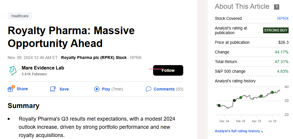 Royalty Pharma: Keep Delivering, Buy Confirmed (NASDAQ:RPRX) | Seeking Alpha