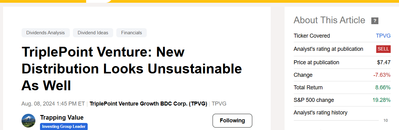 TriplePoint Venture: New Distribution Looks Unsustainable... Again ...