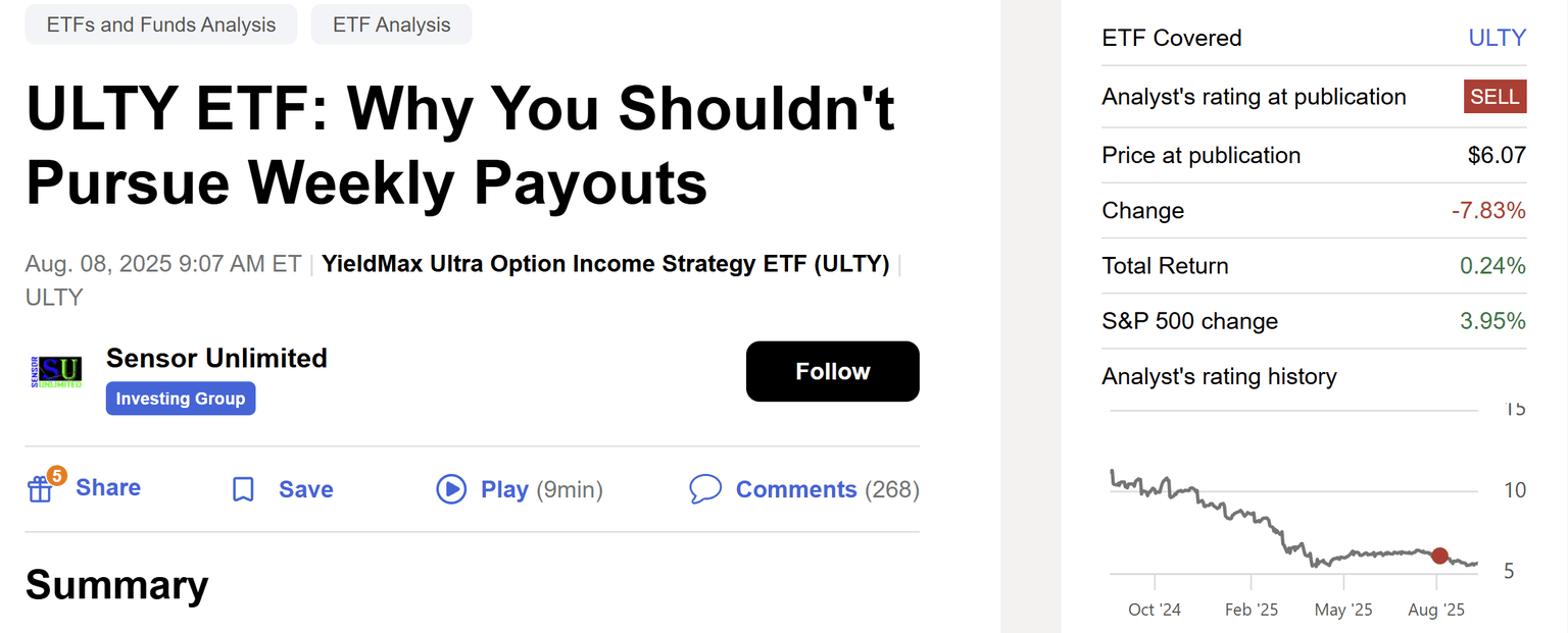 ULTY ETF: Capital Erosion Likely To Worsen In 2H 2025 (NYSEARCA:ULTY) | Seeking Alpha