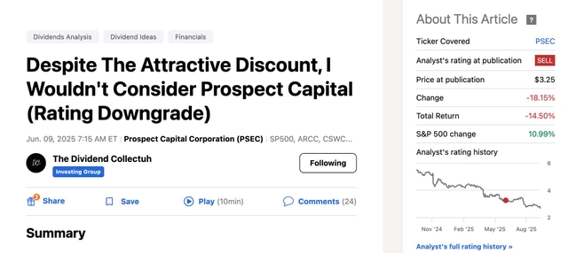 Prospect Capital Stock: Huge Discount & 20% Yield Are Signs To Avoid At ...