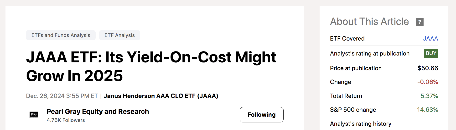 JAAA: Still Favourable, On A Relative Basis (NYSEARCA:JAAA) | Seeking Alpha