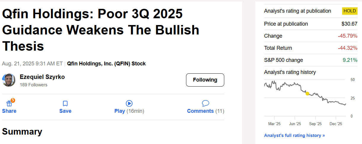 Qfin Stock: When Slow Growth Meets A 0.61 P/B And A 9% Dividend Yield ...