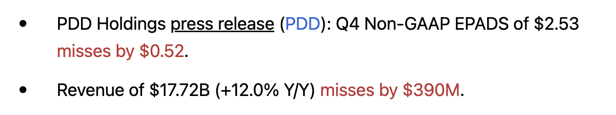PDD Holdings: Q4 Earnings Miss, But The Stock Is Cheap (NASDAQ:PDD ...