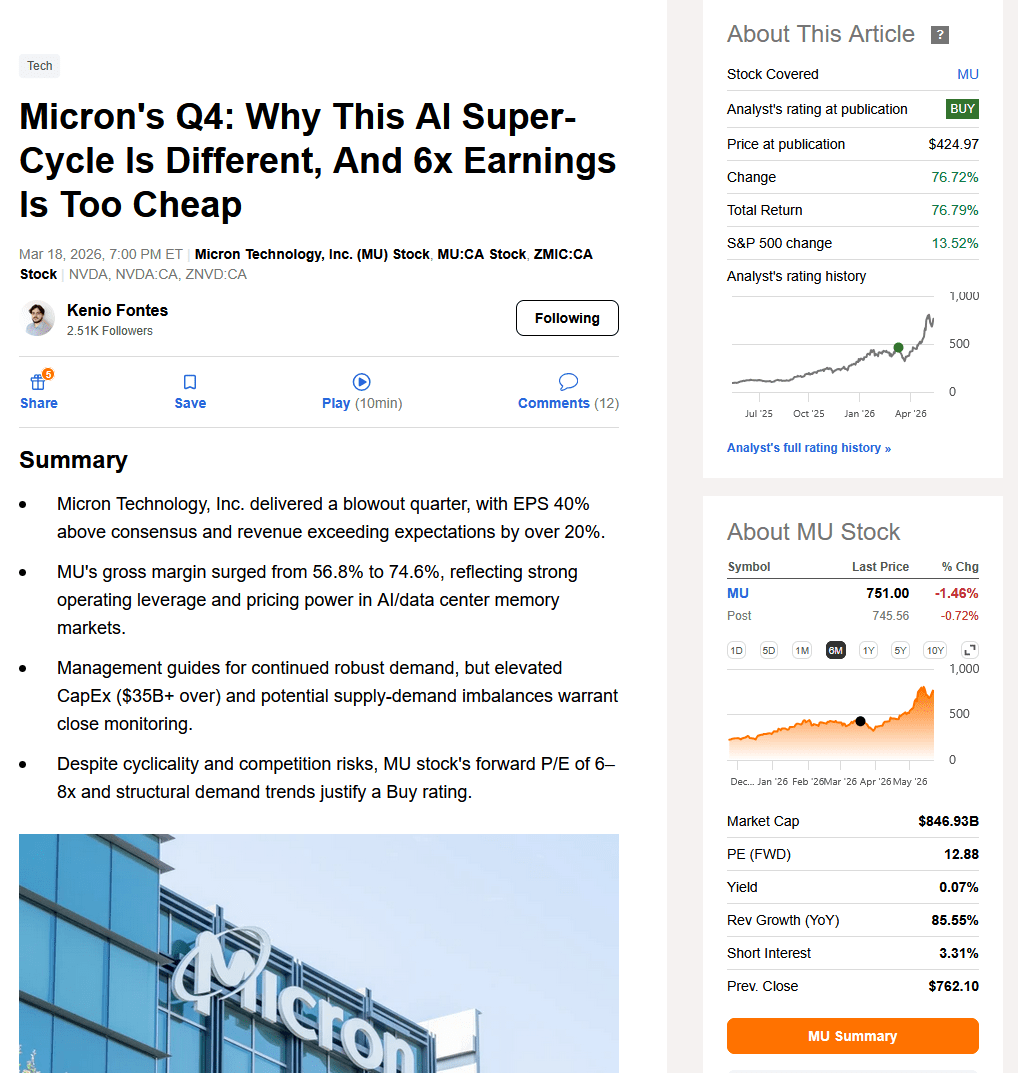 Micron: Massive Upside, But a Brutal Cycle Eventually Comes (NASDAQ:MU ...
