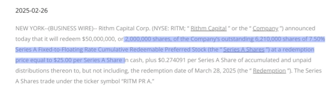 Rithm Capital Preferreds: Balancing Yield Against Call Risk. (NYSE:RITM ...