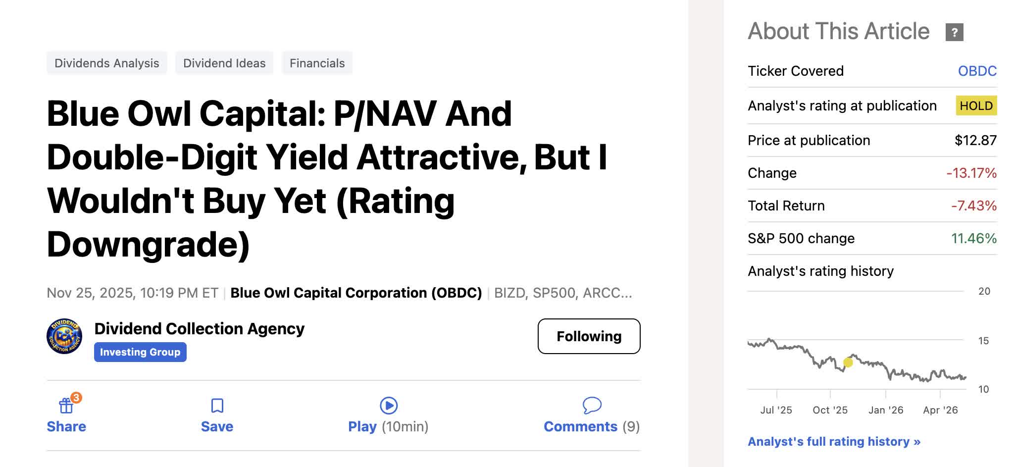 Blue Owl Capital: Balance Sheet Improves Risk/Reward, But Still Not A ...