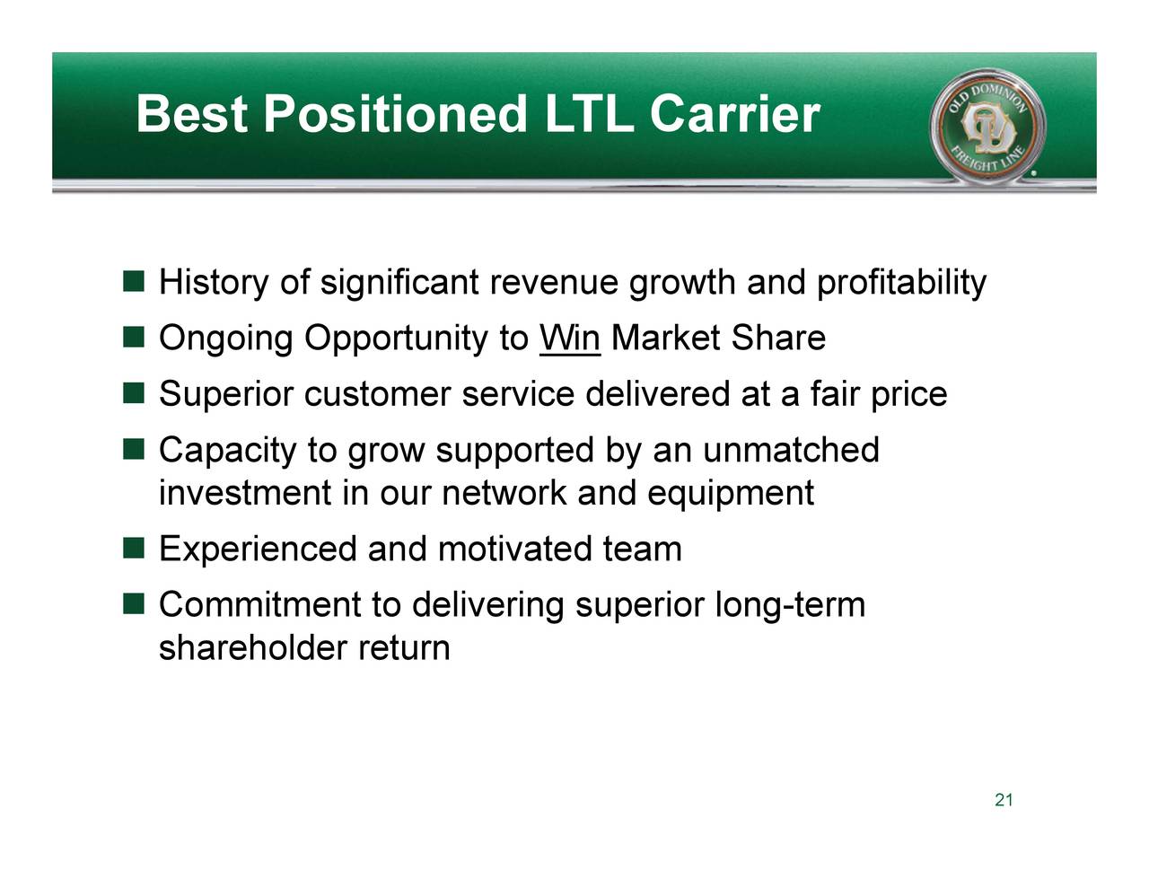 Old Dominion Freight Line (ODFL) Investor Presentation - Slideshow ...