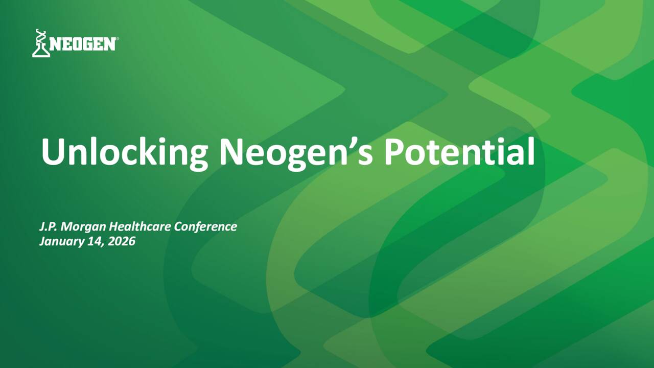 Neogen Corporation (NEOG) Presents at 44th Annual J.P. Morgan ...