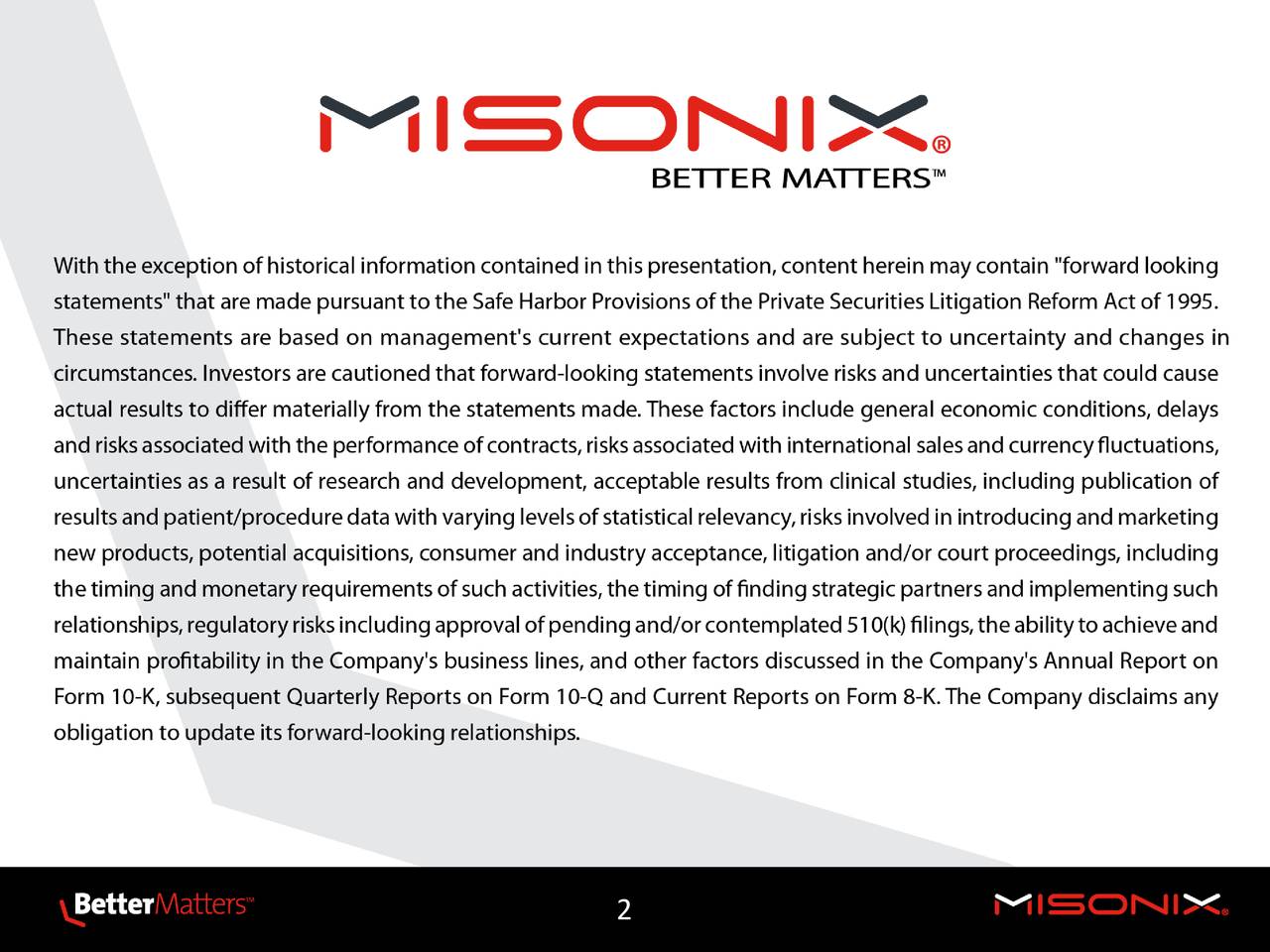 MISONIX, Inc. 2018 Q1 - Results - Earnings Call Slides (NASDAQ:MSON ...