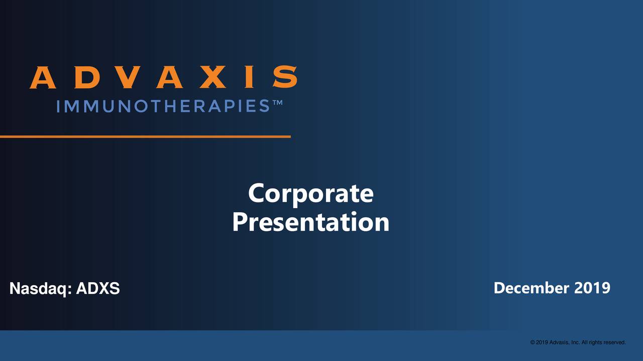 Advaxis (ADXS) Presents At LD Micro Main Event - Slideshow (OTCMKTS ...