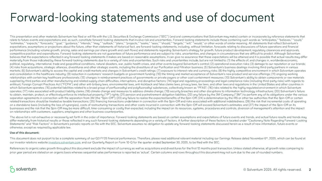 Solventum Corporation 2025 Q3 - Results - Earnings Call Presentation ...