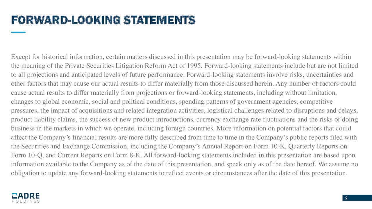 Cadre Holdings, Inc. 2022 Q4 - Results - Earnings Call Presentation (NYSE:CDRE) | Seeking Alpha