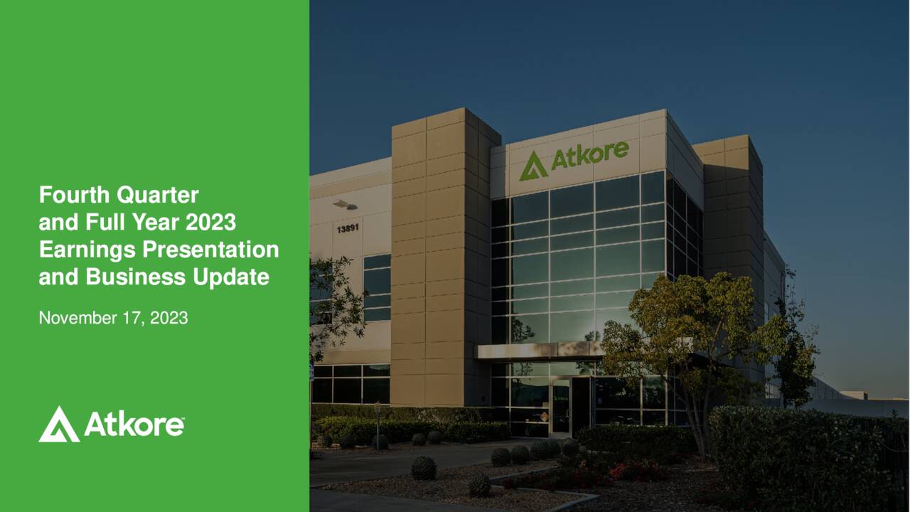 Atkore Inc. 2023 Q4 - Results - Earnings Call Presentation (NYSE:ATKR ...