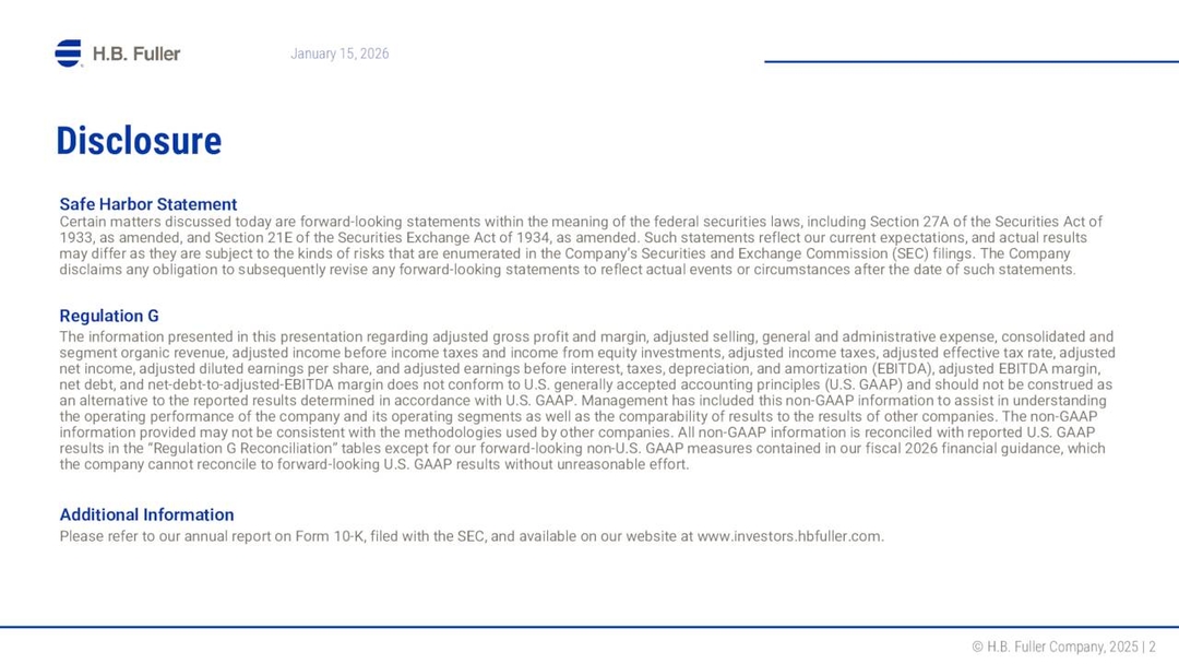 H.B. Fuller Company 2025 Q4 - Results - Earnings Call Presentation ...